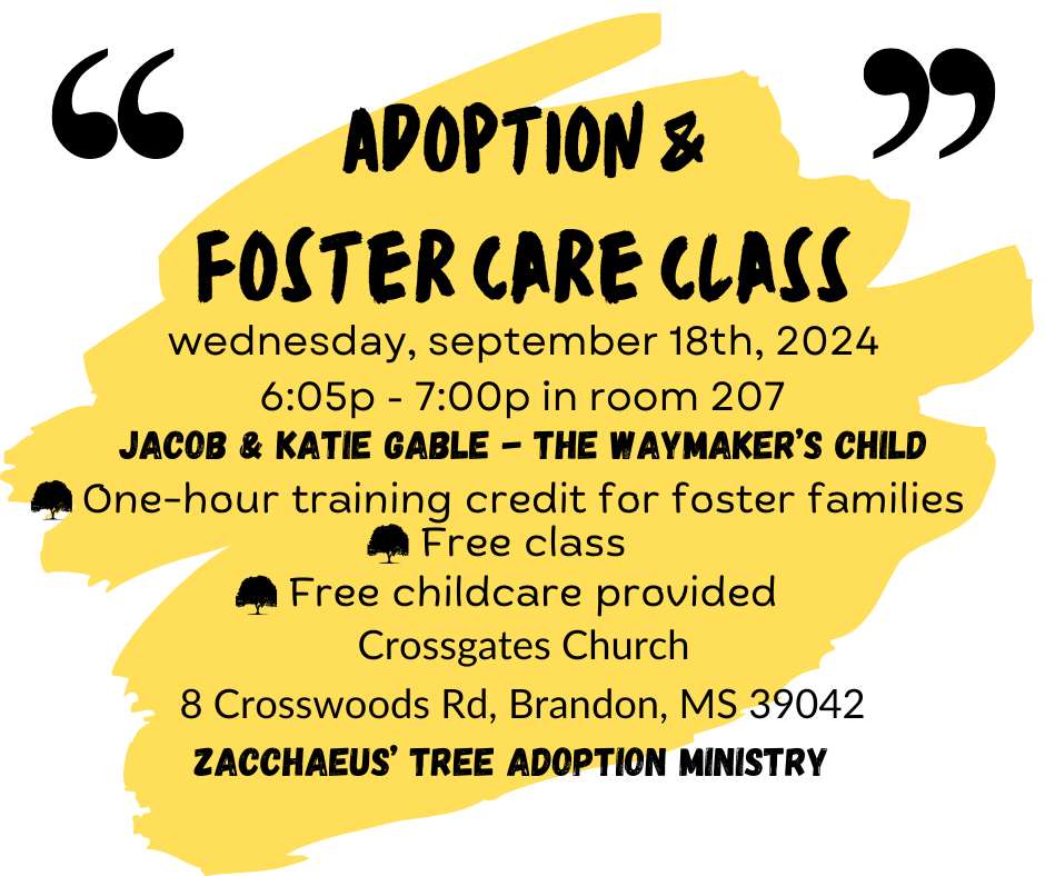 Adoption & Foster Care classes start back on Wednesday, September 18th ...